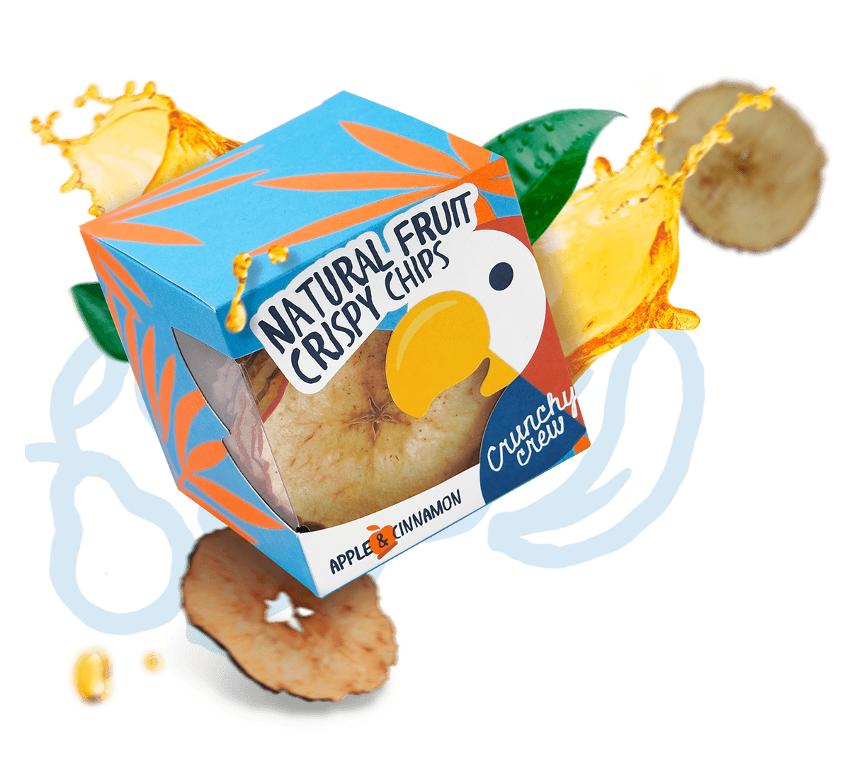 Naming and Package Design for Crunchy Crew Fruit Chips.